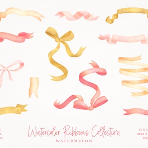 Watercolor Ribbon Banner, Digital Watercolor Ribbon Banners, 12 Mint ...