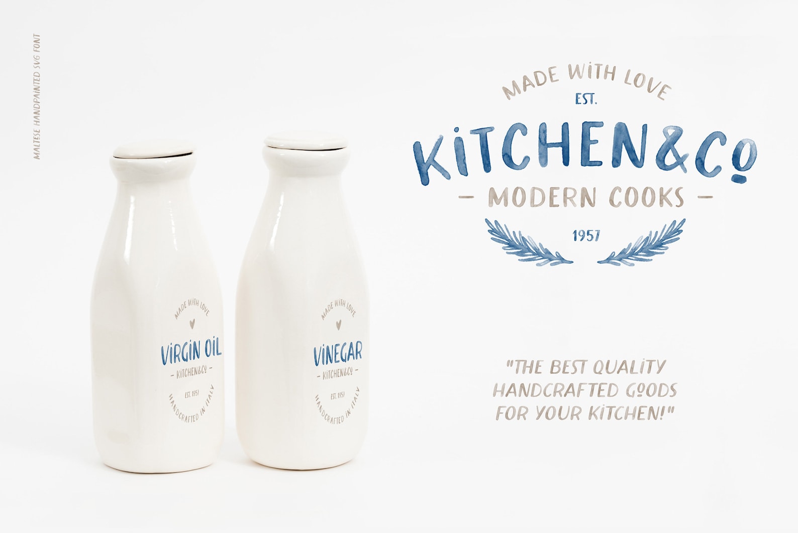 Maltese Font - Watercolor Hand Painted Typeface - OTF - All Caps Font ...