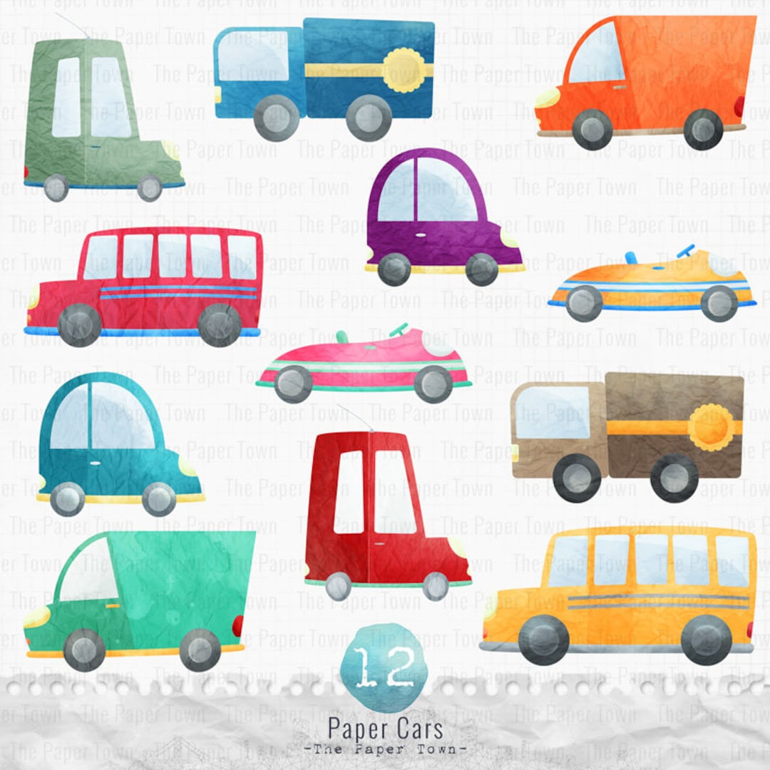 Paper Cars Clipart Set, Traffic Jam, Vehicles Clipart - Digital Cars ...