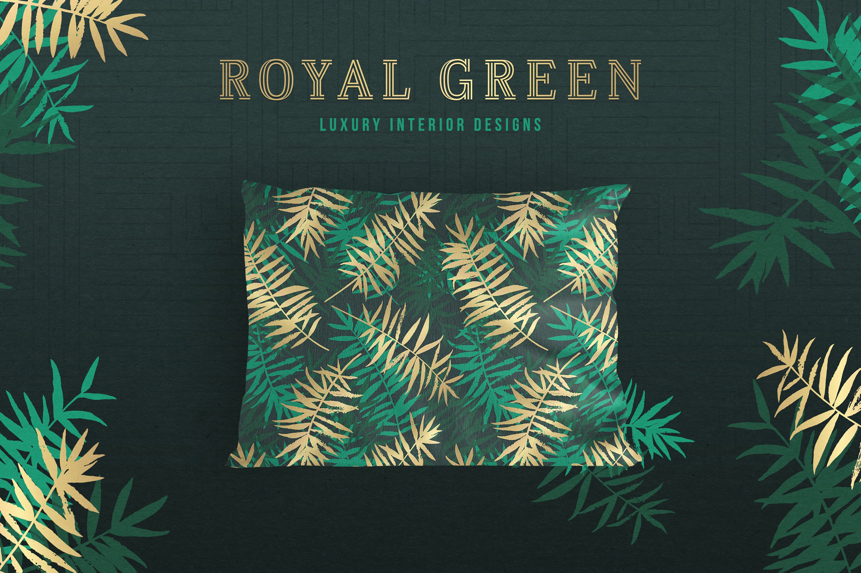 5 Palm Leaves Green and Gold Digital Scrapbook Papers - 5 Seamless ...