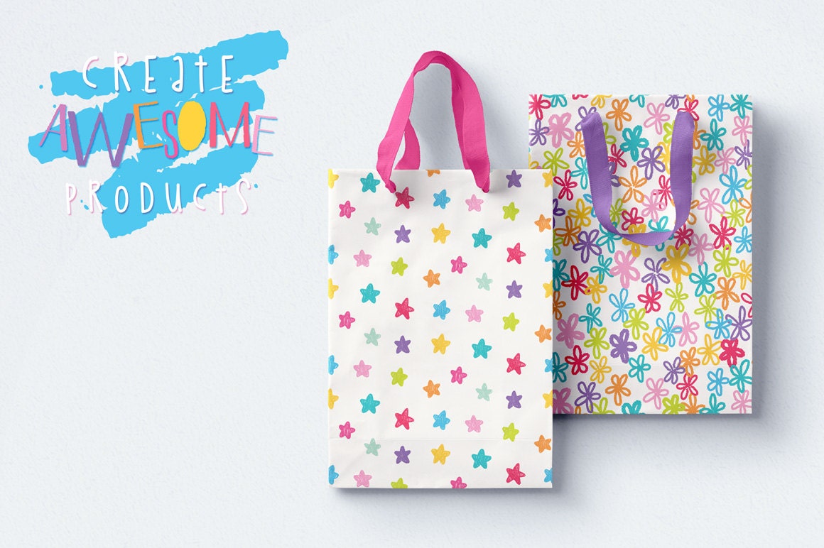 Seamless Hand-drawn Crayons Patterns 20 Digital Colorful - Etsy