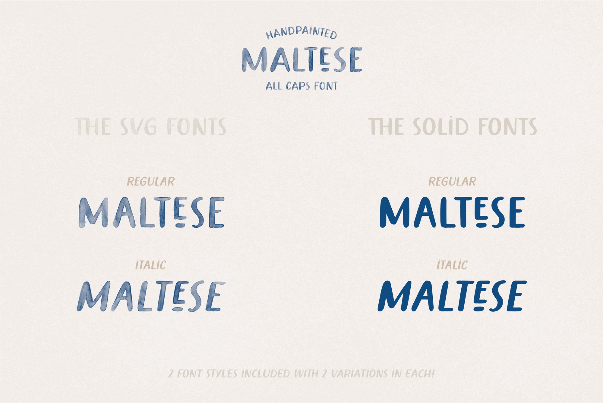 Maltese Font - Watercolor Hand Painted Typeface - OTF - All Caps Font ...