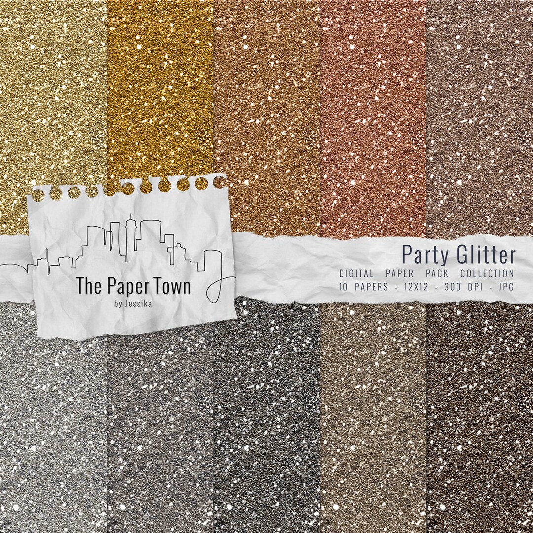 Gold and Silver Glitter Digital Paper Pack 10 Glitter Digital ...