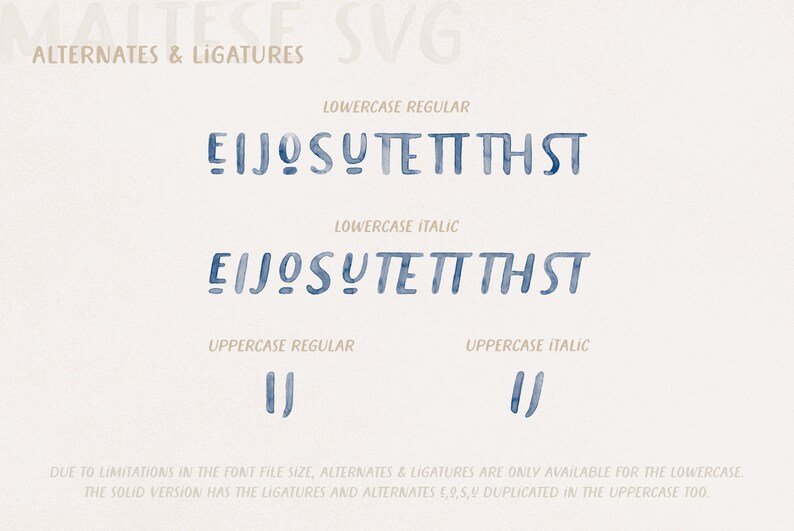 Maltese Font - Watercolor Hand Painted Typeface - OTF - All Caps Font ...