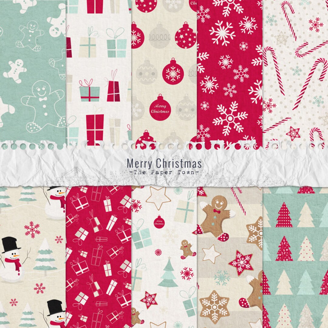 Christmas Digital Paper Pack - 10 Textured Digital Christmas Layouts ...