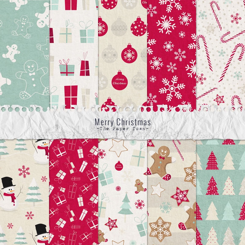 Christmas Digital Paper - Etsy