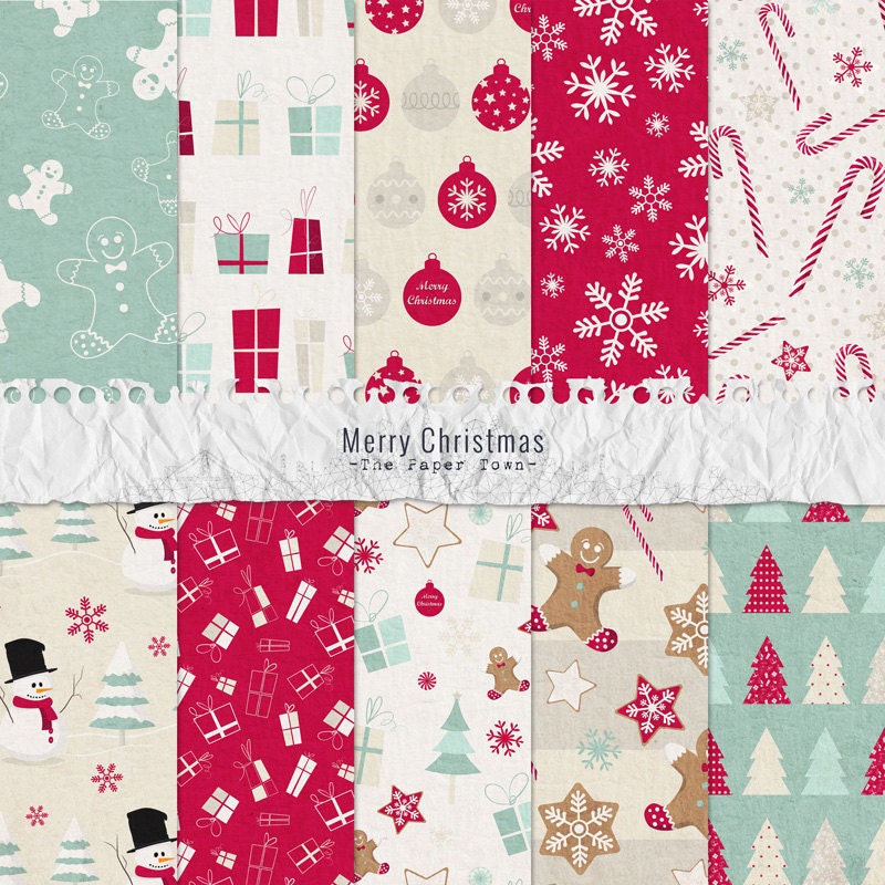 Christmas Digital Paper Pack 10 Textured Digital Christmas Layouts High ...