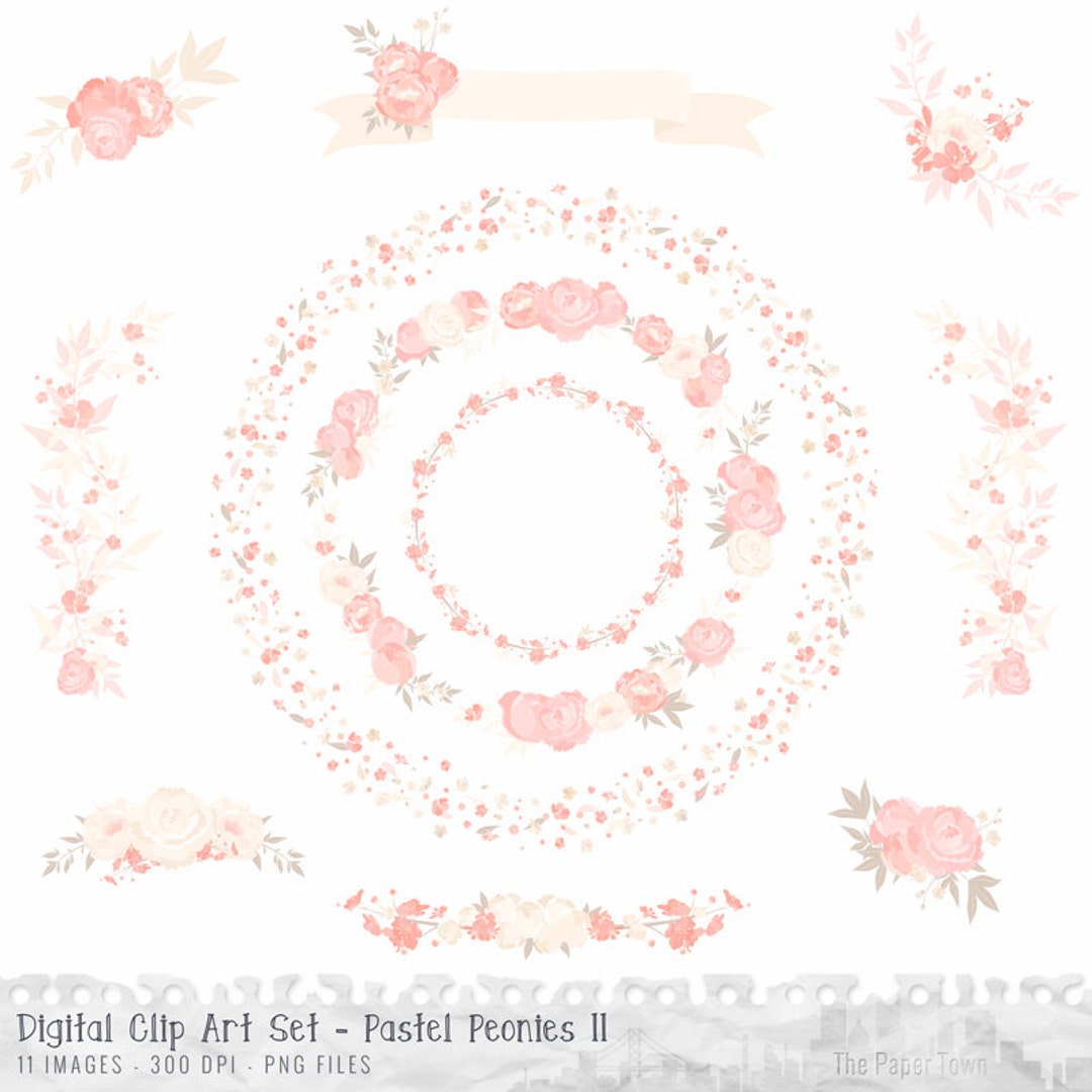 Blush Ivory Wedding Floral Wreaths Clipart Set - "wedding FLORAL ...