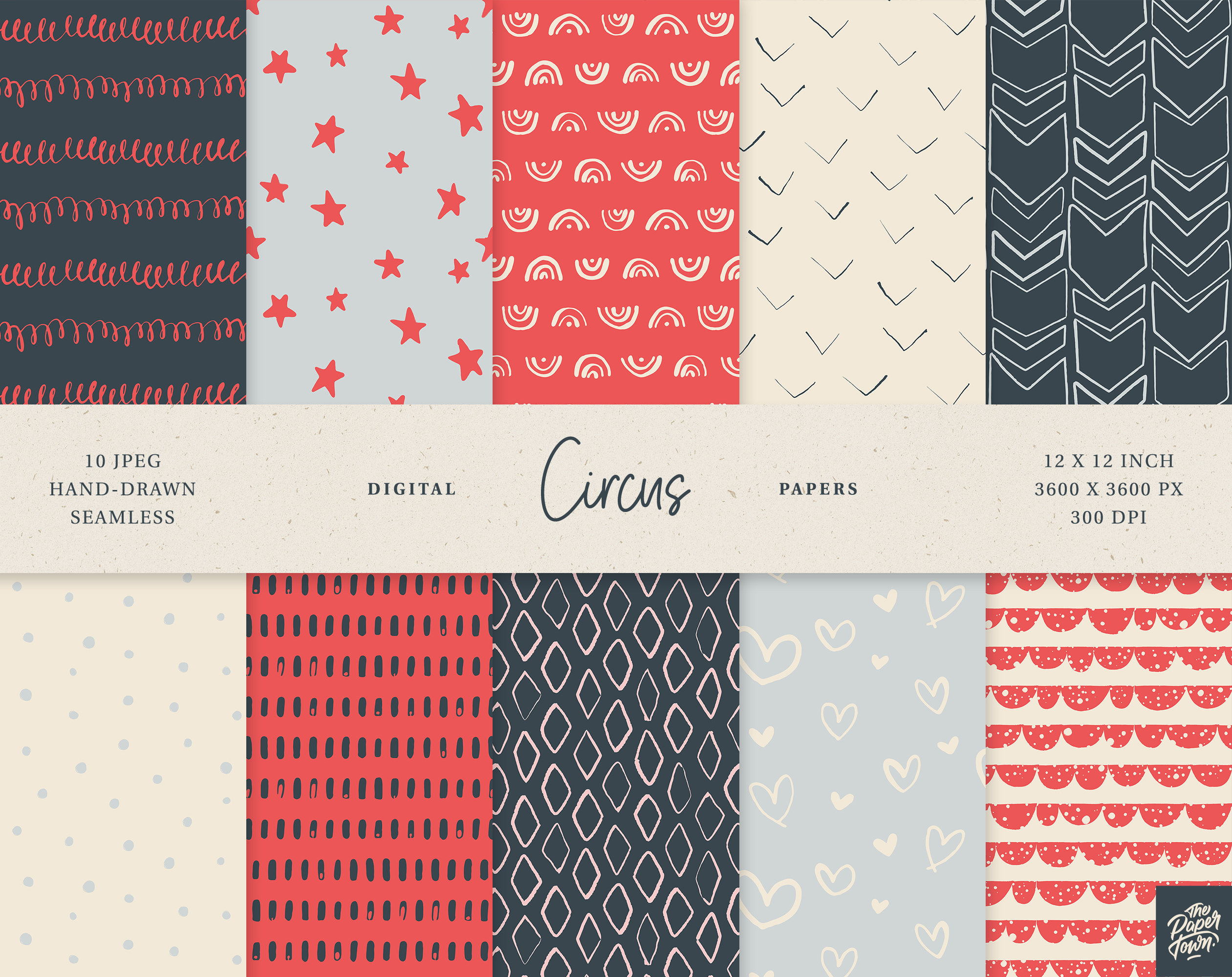 10 Digital Free Hand Doodle Seamless Patterns - Hand Drawn Digital ...