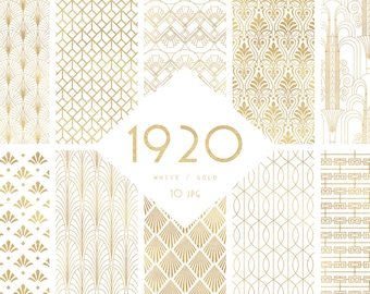 1920 Gold and Black Great Gatsby Digital Scrapbook Papers - 10 Art Deco ...