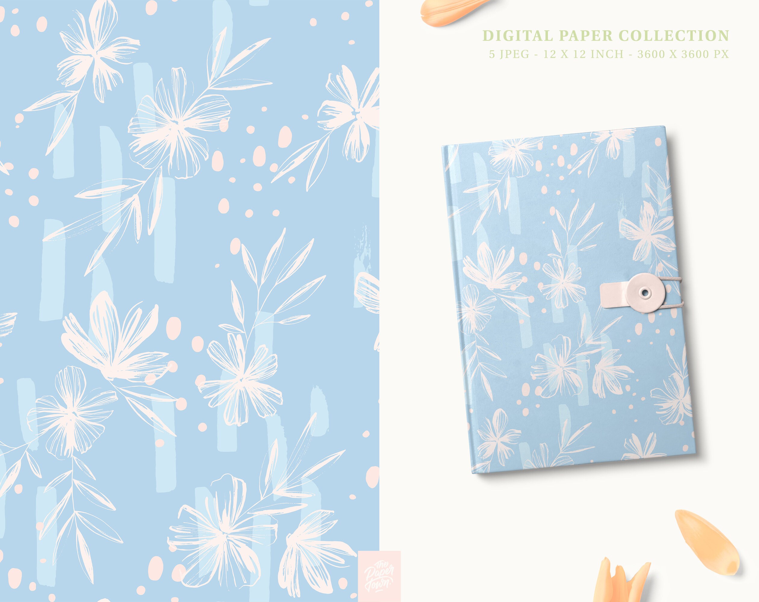 5 Hand Drawn Floral Spring Patterns - Seamless Pastel Colors Floral ...