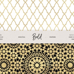 Golden Moroccan Mosaic Digital Scrapbook Papers - 10 Seamless Patterns ...