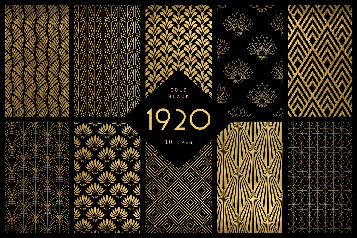 Art Deco Digital Paper Collection Volume II Black/gold - 10 Great ...