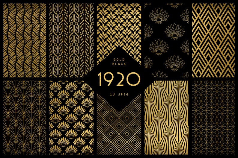 Art Deco Digital Paper Collection Volume II Black/gold - 10 Great ...