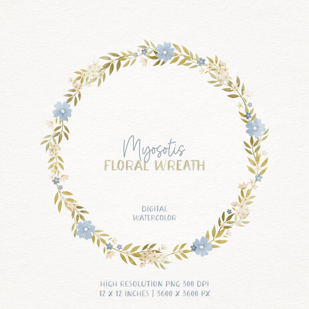 Blue Rustic Floral Wreath Clipart, Rustic Wedding Flowers Clipart ...