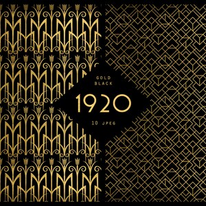 1920 Gold and Black Great Gatsby Digital Scrapbook Papers - 10 Art Deco ...