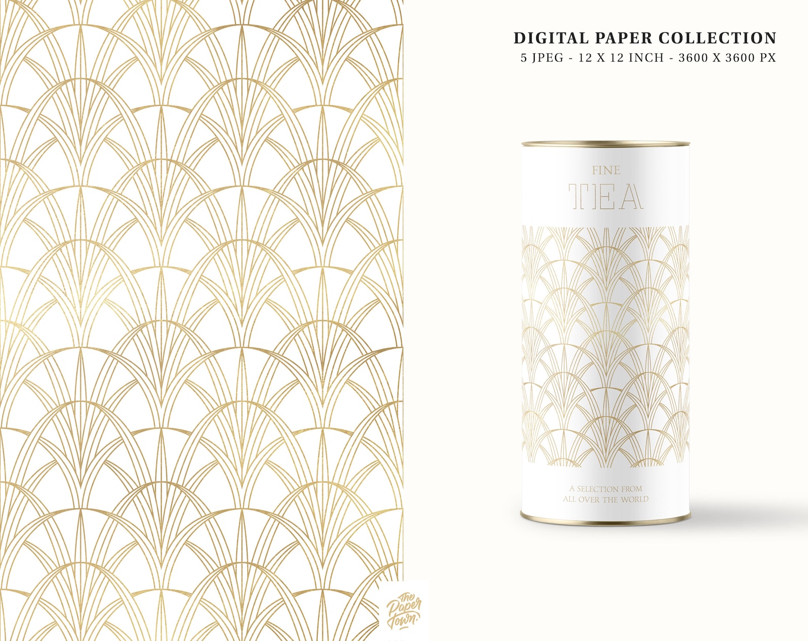 5 Art Deco Palms Gold and White Digital Seamless Patterns - Etsy