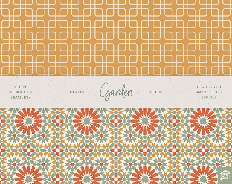 10 Pastel Green Moroccan Mosaic Digital Scrapbook Papers - 10 Seamless ...