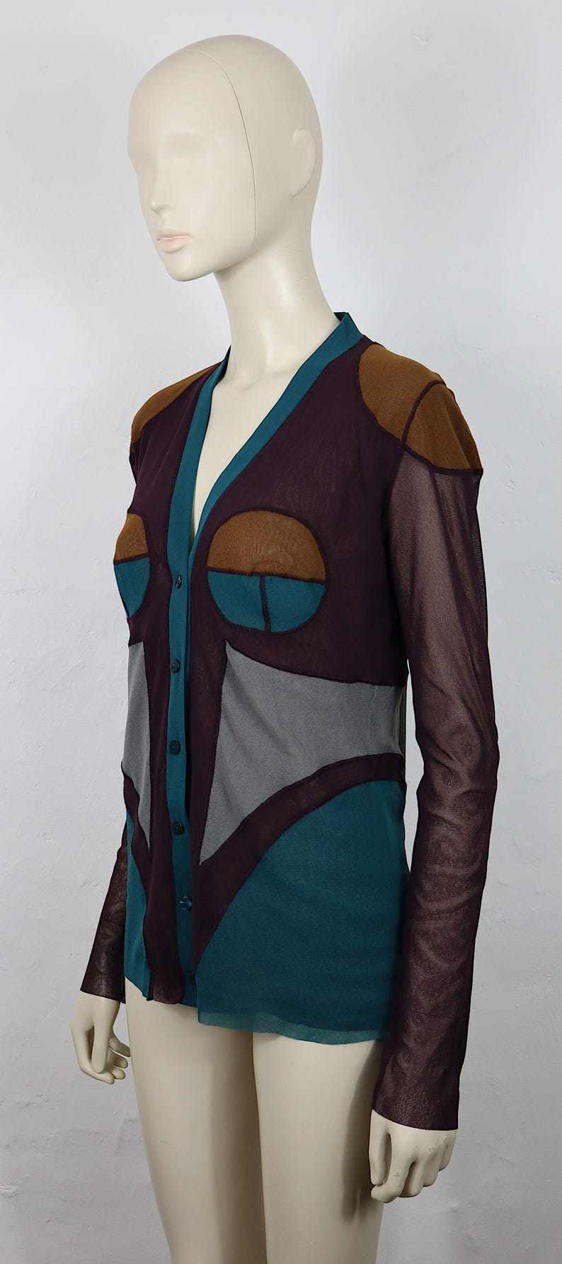 JEAN PAUL GAULTIER Soleil * Vintage Body Contour Fuzzi Mesh Cardigan ...