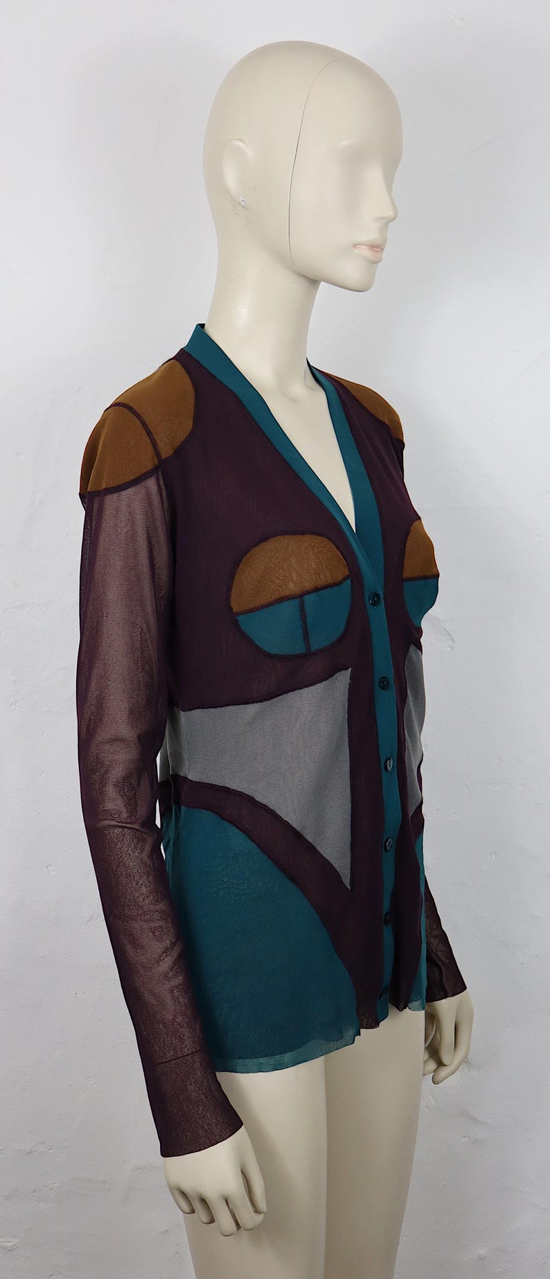 JEAN PAUL GAULTIER Soleil * Vintage Body Contour Fuzzi Mesh Cardigan ...