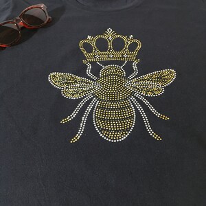 Queen Bee Shirt, Bling Tee, Rhinestone Tshirt, Gold, Crystal, Crown ...