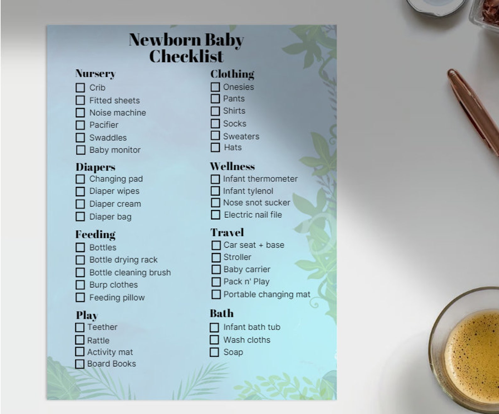 Newborn Baby Printable Checklist - Etsy