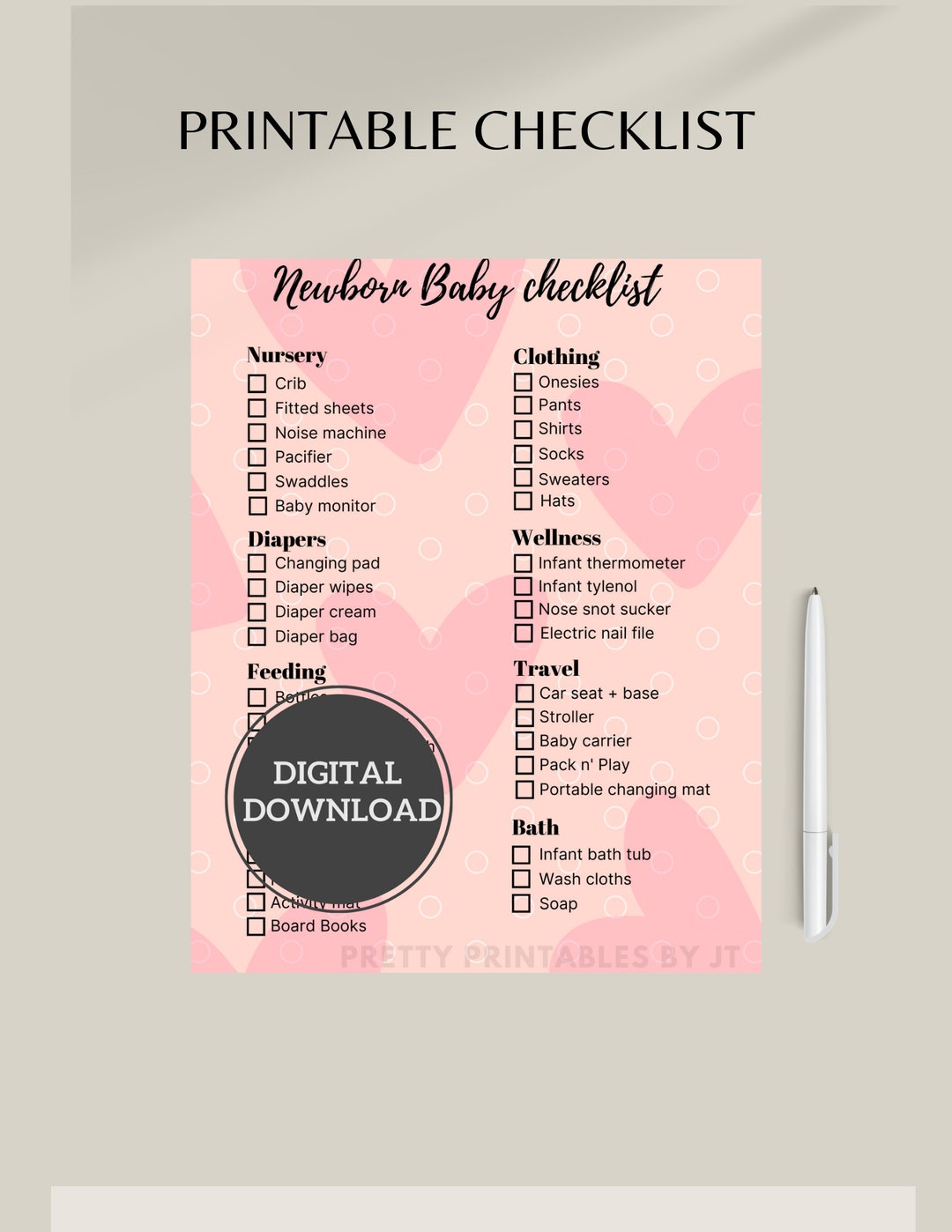 Newborn Baby Printable Checklist - Etsy