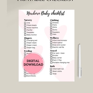 Newborn Baby Printable Checklist - Etsy