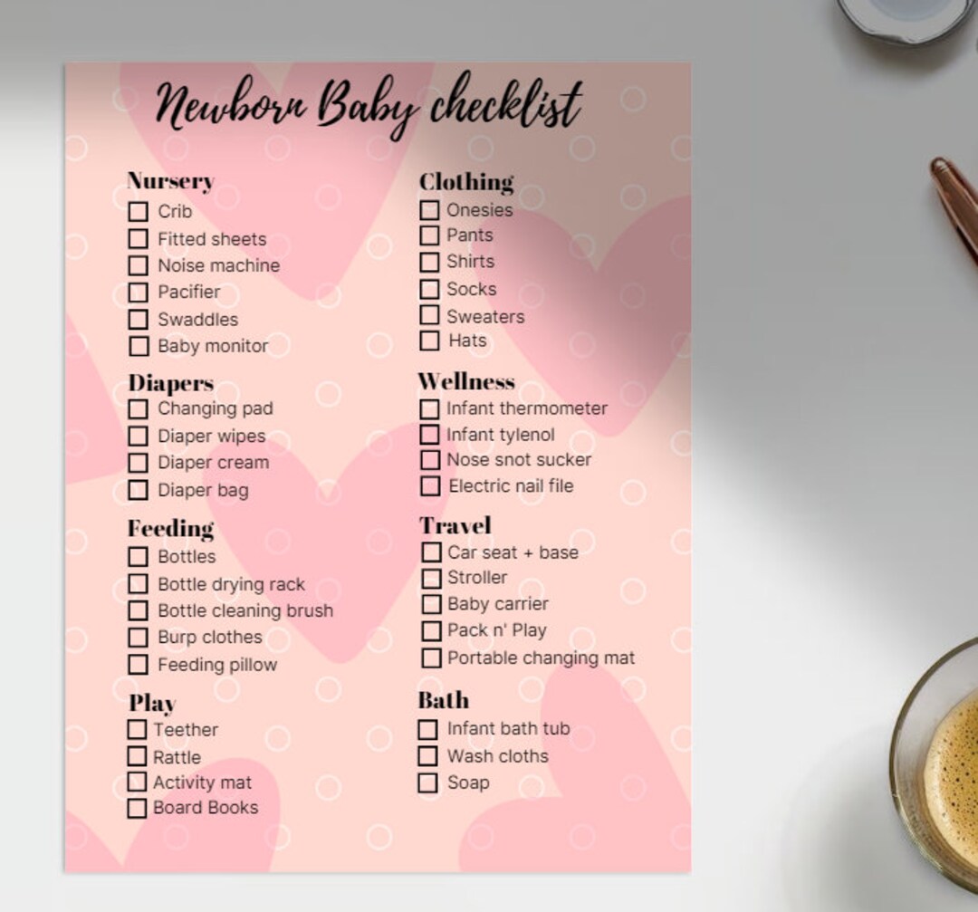Newborn Baby Printable Checklist - Etsy