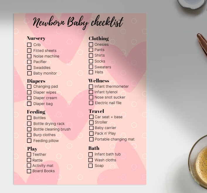 Newborn Baby Printable Checklist - Etsy