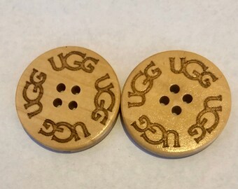 Two 2 UGG Replacement Buttons Natural Sand Wooden 30mm | Etsy