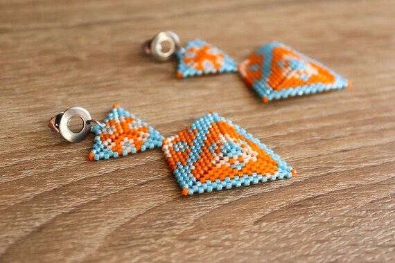 Seed Bead Geometric Earrings - Etsy