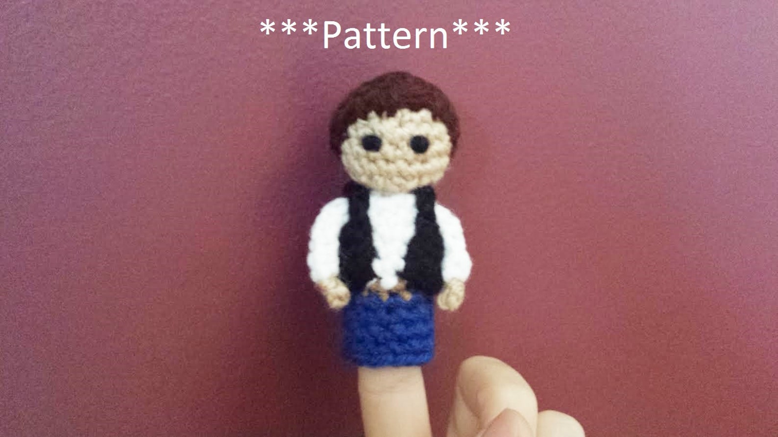 Han Solo Crochet Finger Puppet Pattern, Star Wars Finger Puppet Pattern ...