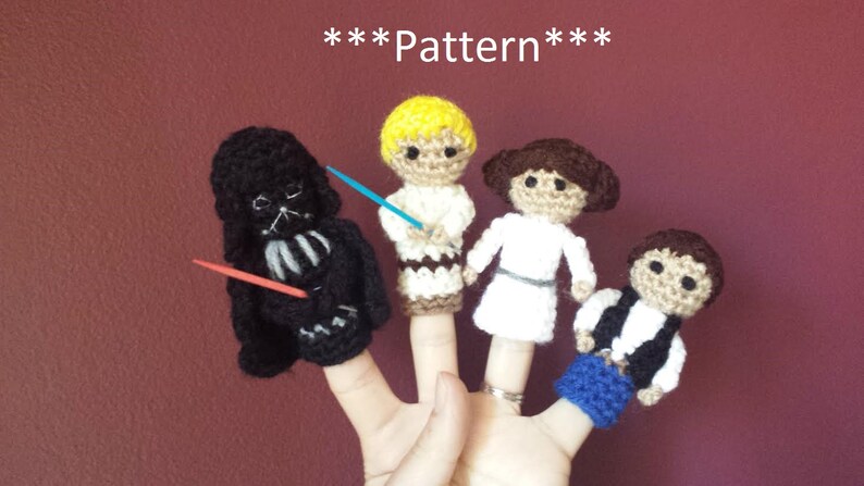 Star Wars Crochet Finger Puppet Patterns, Darth Vader, Luke Skywalker ...