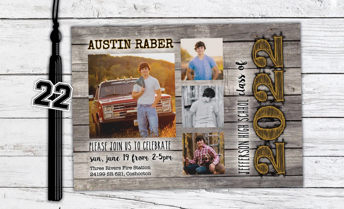 Rustic Graduation Party Invitation DIGITAL FILE - Etsy