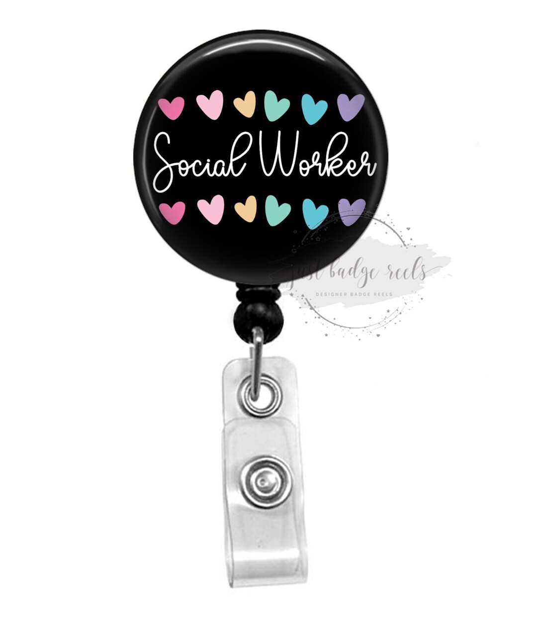 Rainbow Hearts Social Worker Badge Reel - SW Badge Reel - Social Worker ...