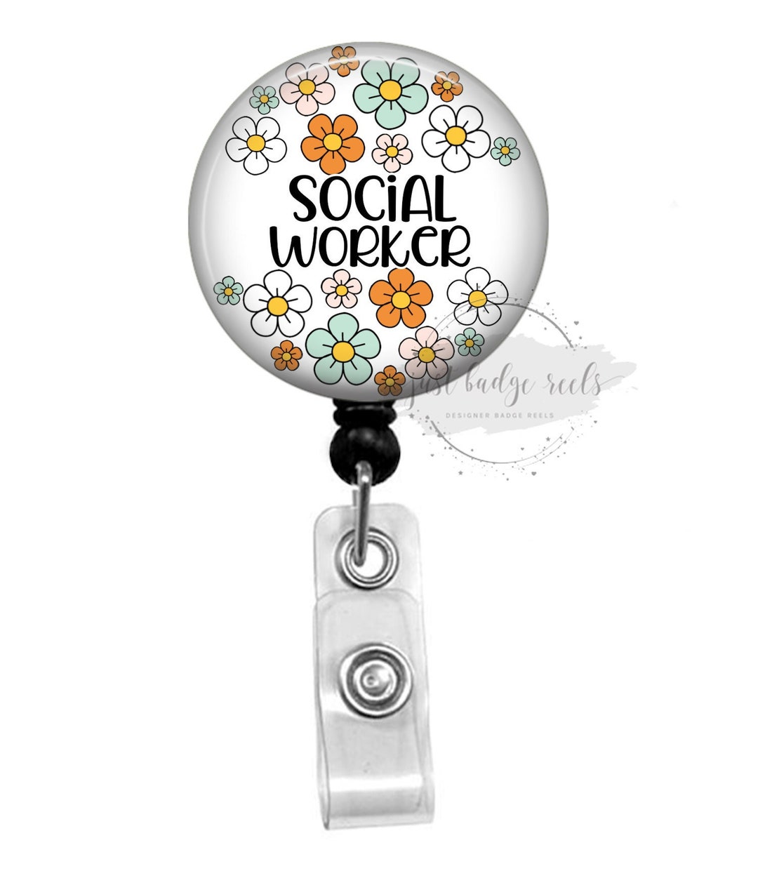 Floral Social Worker Badge Reel Holder - SW Badge Reel - Social Worker ...