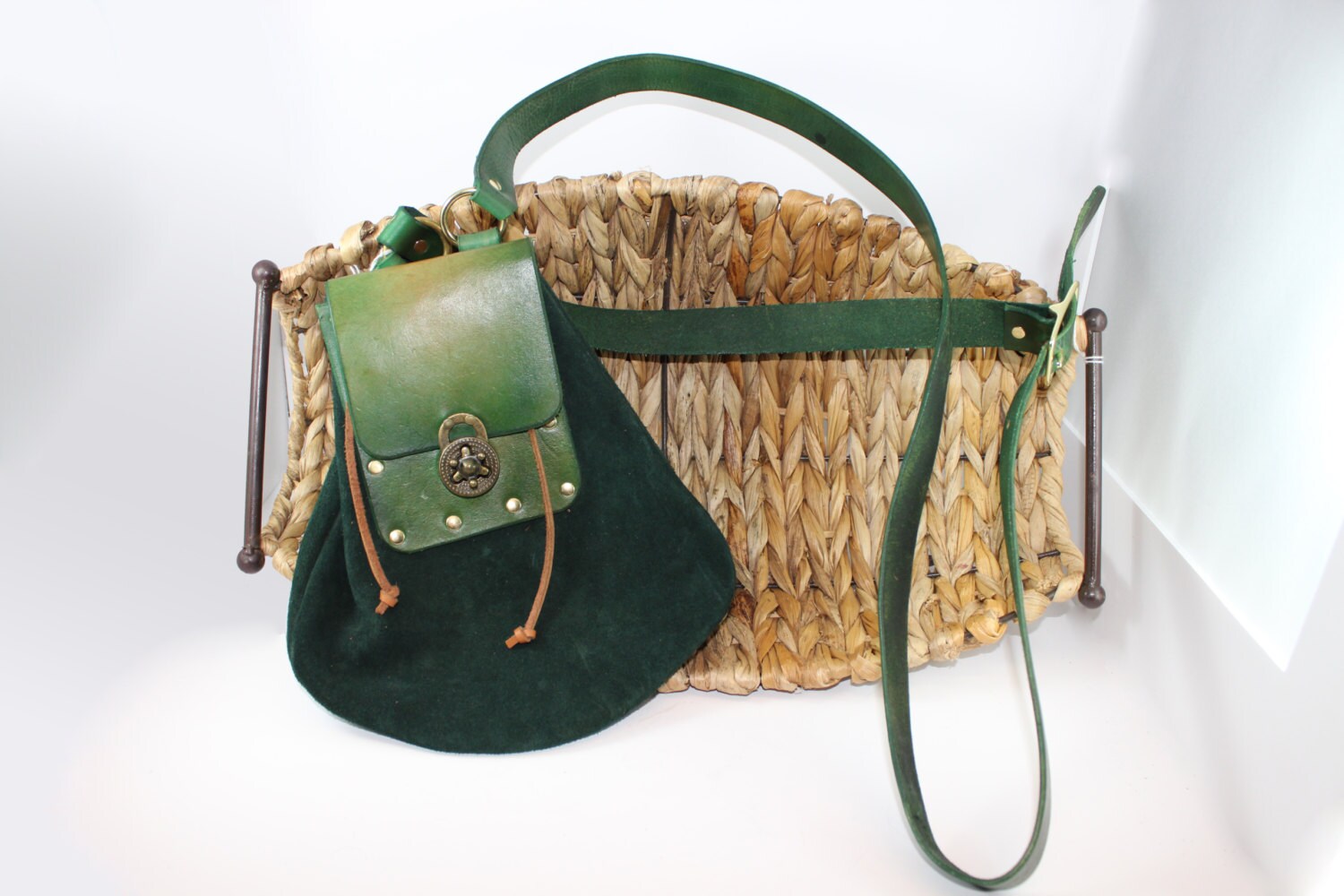 Suede Leather Shoulder Strap Pouch | Etsy