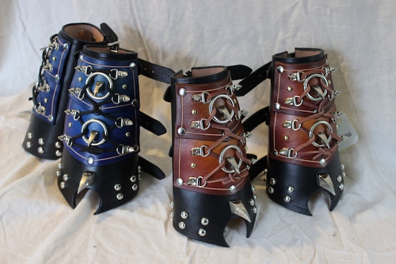 Leather Spiked Fantasy Bracers | Etsy