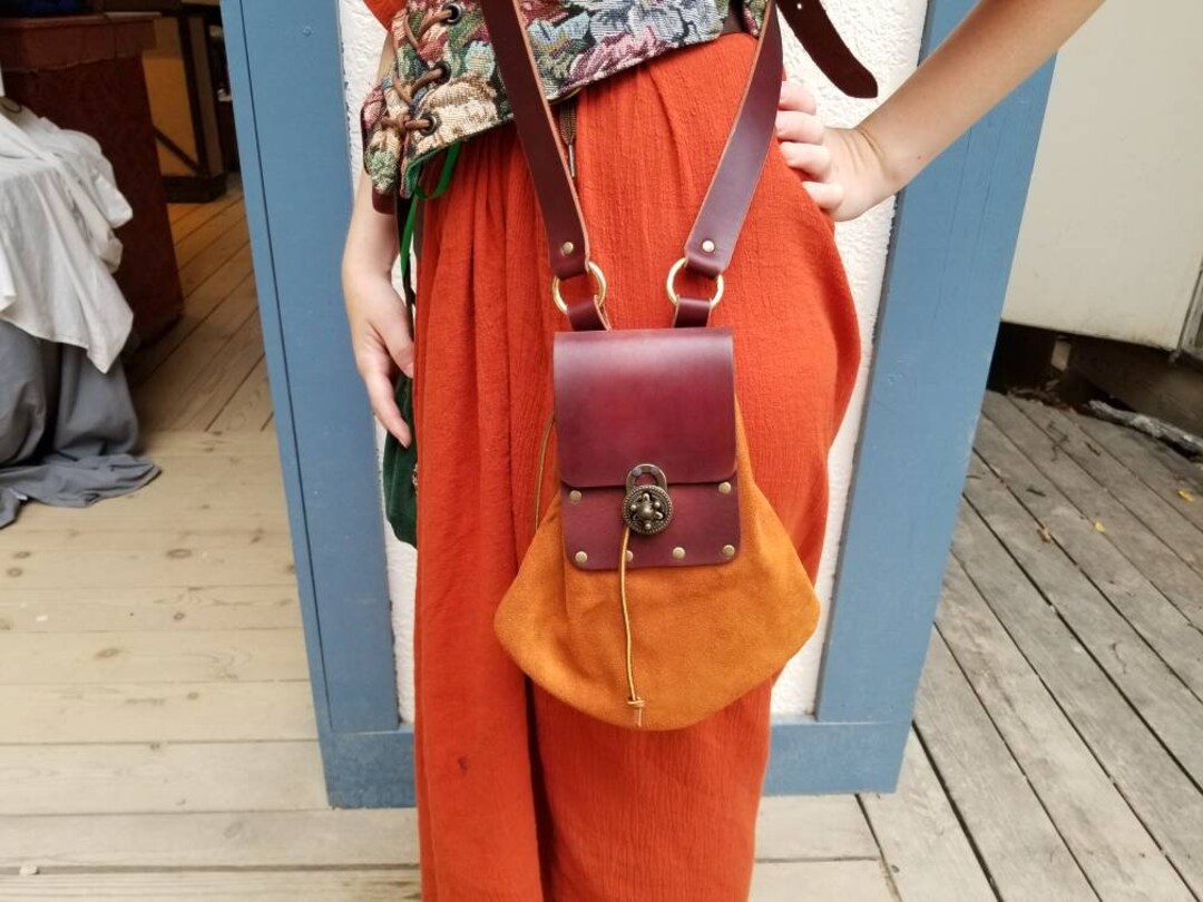 Suede Leather Shoulder Strap Pouch - Etsy