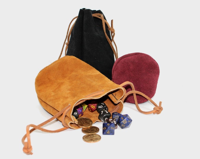 Suede Leather Drawstring Pouch, Dicebag - Etsy