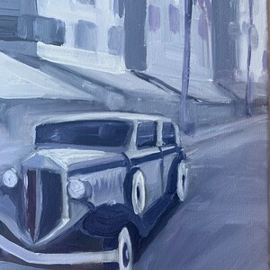 Miami Oil Painting Canvas Miami Cityscape Wall Art Old Car Black White ...