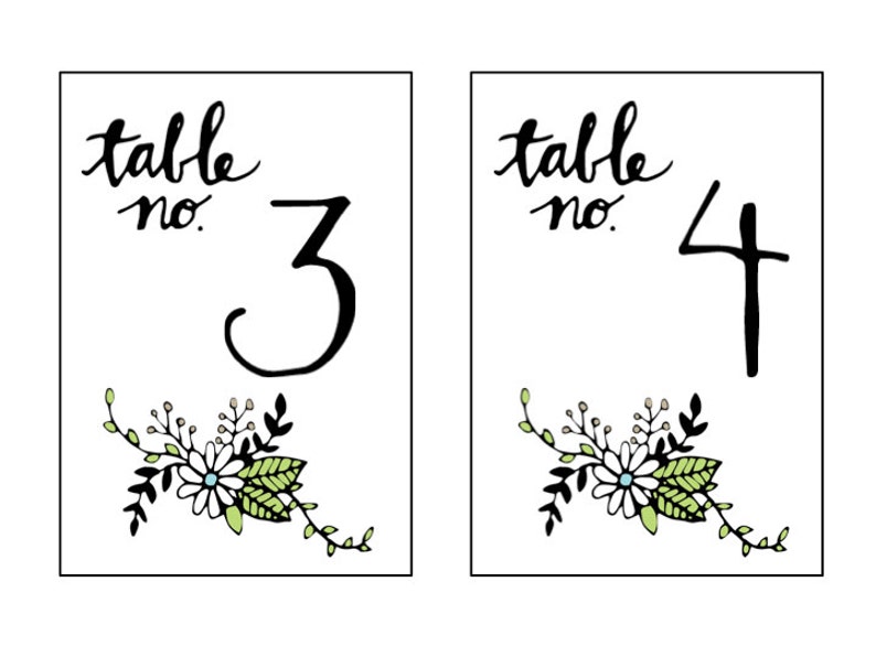 PRINTABLE/DIY Wedding or Party Table Numbers - 4x6" Printable to Frame ...