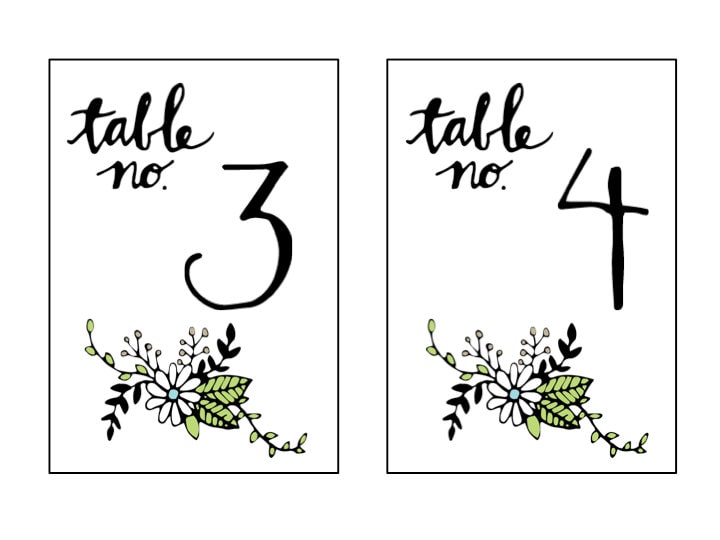 PRINTABLE/DIY Wedding or Party Table Numbers - 4x6" Printable to Frame ...