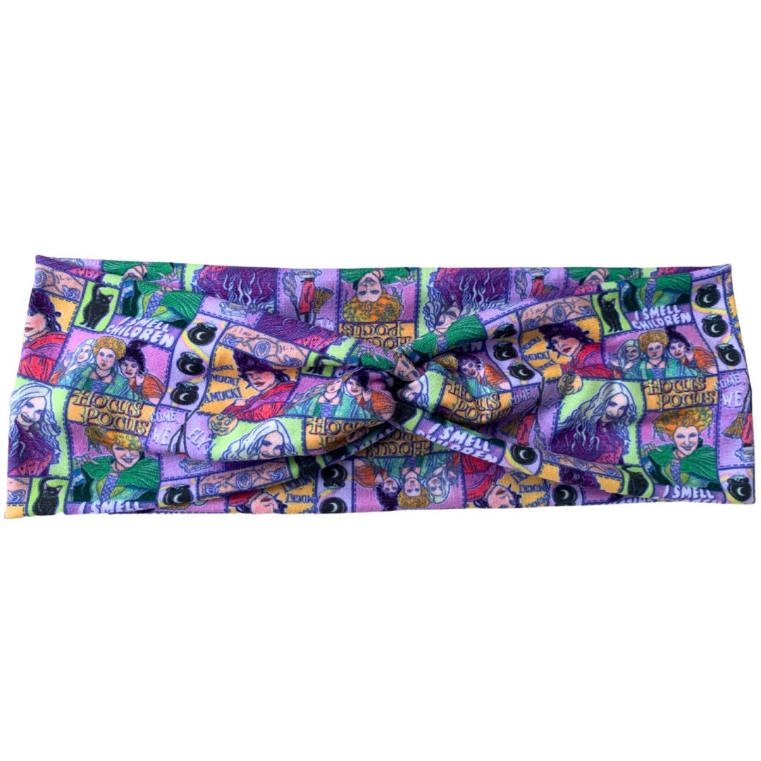 Hocus Pocus Witches Fall Patchwork Design Faux Knot Adult Headband ...