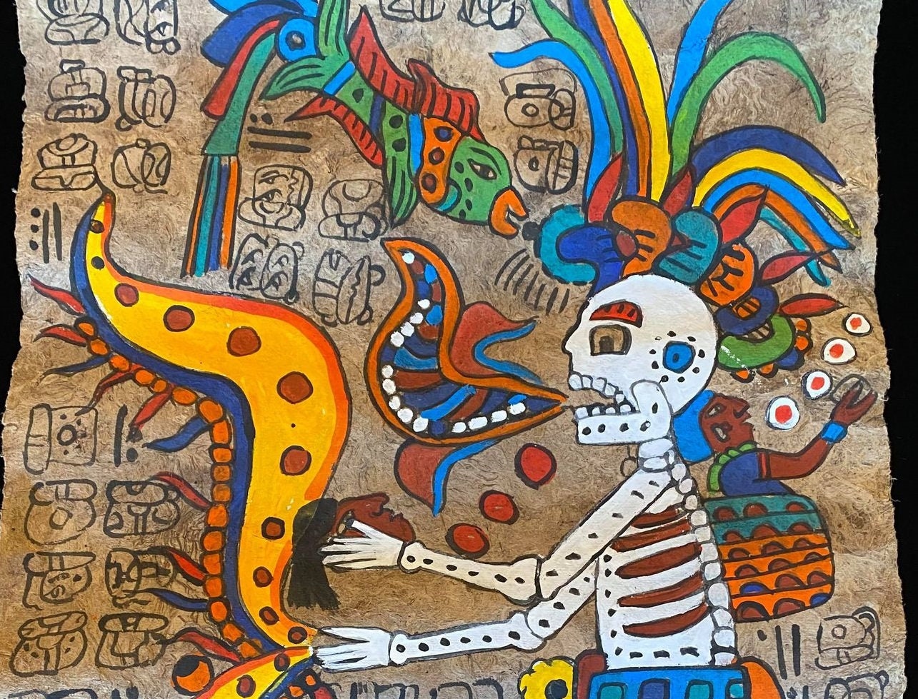MAYAN GOD of Death/ Mayan death deity/ Yum Cimil painting/ | Etsy