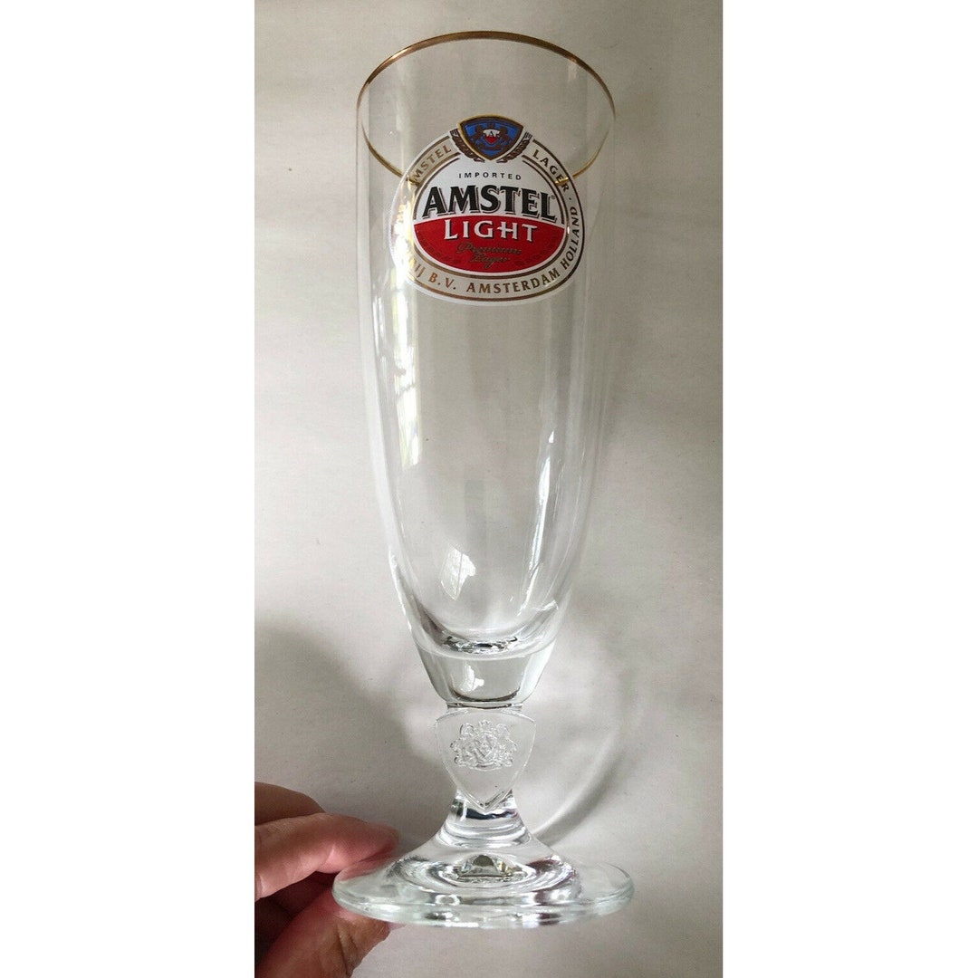 Amstel Light Gold Rim Pilsner Beer Glass 33 Cl Clear Glass Etsy