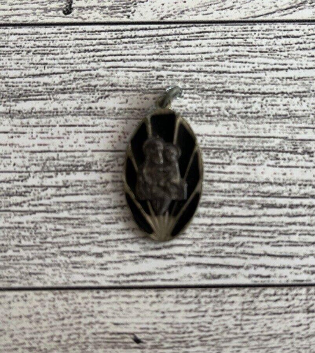 Vintage St Joseph Pendant Medal Black Silver Catholic Religious Go to ...