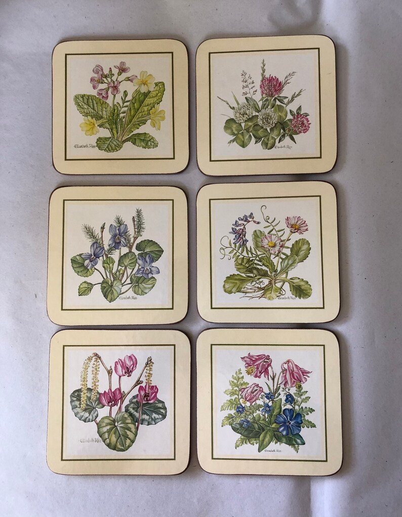 Vintage Cloverleaf Boxed Set of 6 Traditional Coasters Flowers - Etsy