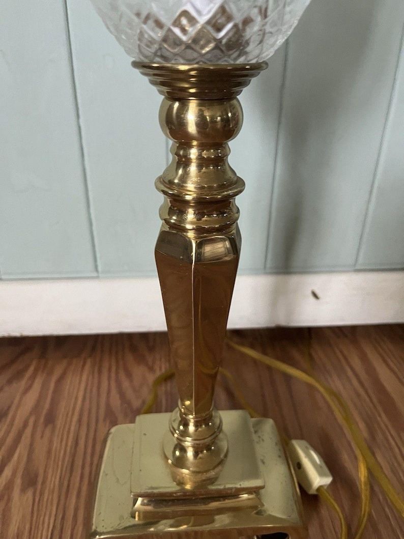 Vintage Brass & Heavy Crystal Torchiere Accent Table Lamp 16" Scroll ...